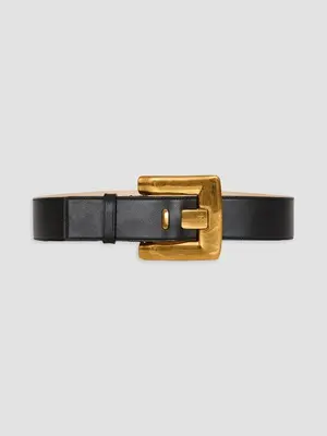 Balmain Anthem Thick Leather Belt Black