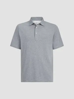 Brunello Cucinelli Cotton Jersey Polo Shirt With Shirt-style Collar - Medium Grey