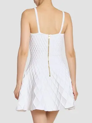 Balmain Quilted Compact Knit Minidress - Blanc
