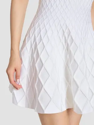Balmain Quilted Compact Knit Minidress - Blanc