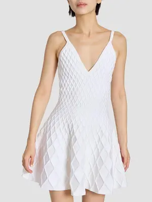 Balmain Quilted Compact Knit Minidress - Blanc