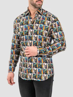 MACEOO Fibonacci Puppy Portrait Shirt - Brown
