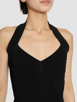 Balmain Compact Knit Halter Minidress