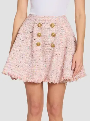 Balmain Tweed Double-breasted Miniskirt
