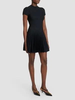 Balmain Glittered Compact Knit Mini Dress - Bleu