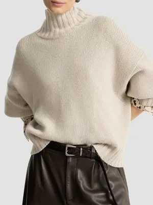 Brunello Cucinelli Cashmere Turtleneck Sweater With Shiny Zipper
