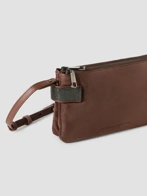 Brunello Cucinelli Essence Mini Shoulder Bag In Suede With Precious Bands