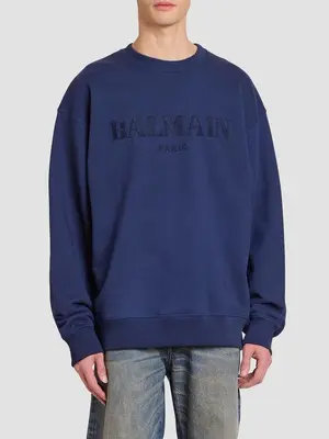 Balmain Vintage Logo Cotton Sweatshirt - Bleu