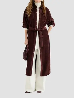Brunello Cucinelli Fluid Corduroy Shirt Dress - Wine