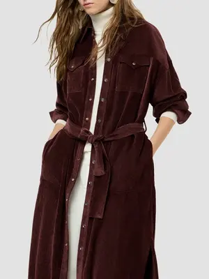 Brunello Cucinelli Fluid Corduroy Shirt Dress - Wine