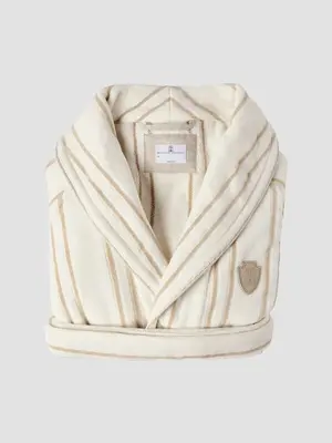 Brunello Cucinelli Striped Cotton Terrycloth Bathrobe With Logo