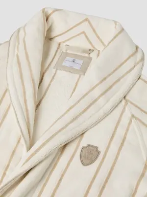 Brunello Cucinelli Striped Cotton Terrycloth Bathrobe With Logo