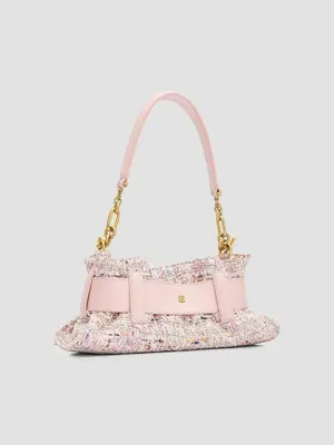 Balmain Anthem Mini Tweed Shoulder Bag