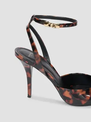 Balmain 95mm Tortoiseshell Patent Leather Pumps - Marron