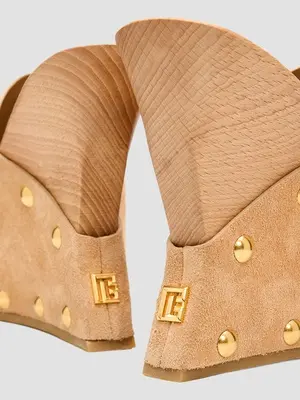 Balmain Suede Clog Wedges