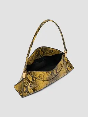 Balmain 64-83 Small Python-embossed Leather Shoulder Bag - Mimosa