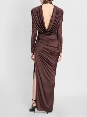 Balmain Jersey Open-back Maxi Dress