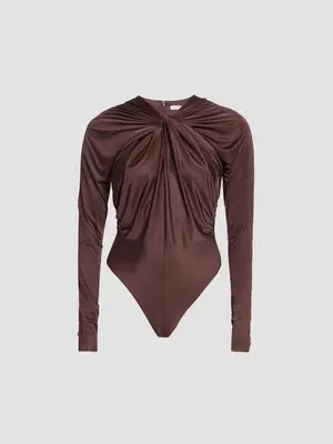 Balmain Twist Detail Jersey Bodysuit - Brown