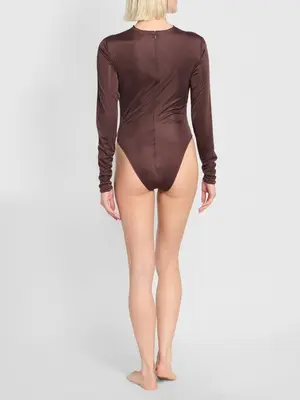 Balmain Twist Detail Jersey Bodysuit - Brown