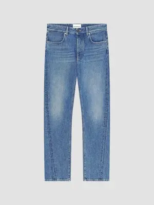 Givenchy Couture Seam Straight Fit Shadow Washed Jeans - Medium Blue