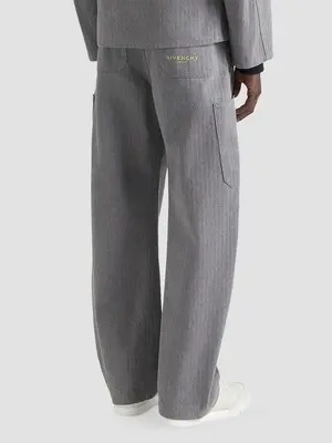 Givenchy Couture Seam Cargo Trousers In Herringbone Denim