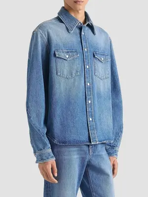 Givenchy Couture Seam Shirt In Shadow Washed Denim