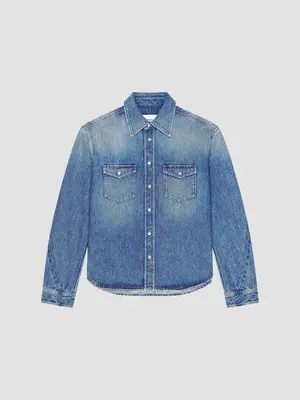 Givenchy Couture Seam Shirt In Shadow Washed Denim - Medium Blue