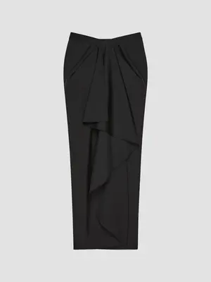 Givenchy Long Wrapped Skirt In Wool And Mohair - Black