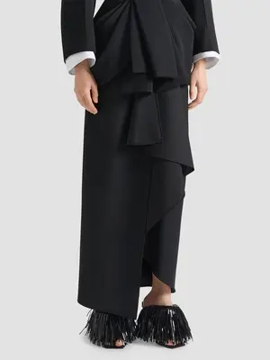 Givenchy Long Wrapped Skirt In Wool And Mohair - Black