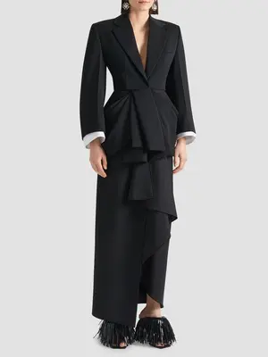 Givenchy Long Wrapped Skirt In Wool And Mohair - Black