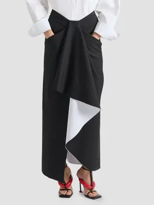 Givenchy Wrapped Midi Skirt In Bonded Wool And Mohair