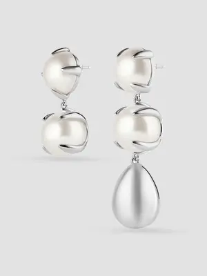 Givenchy Spiky Pearl Asymmetric Earrings In Metal And Pearls