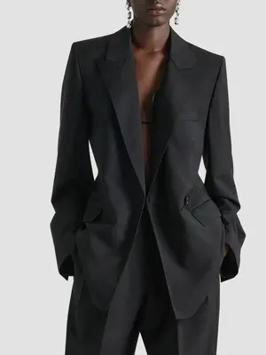 Givenchy Double-breasted Cocoon Blazer In Wool And Mohair - Black