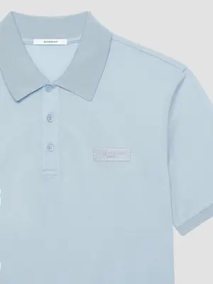 Givenchy Polo Shirt In Cotton With Logo Gros Grain - Light Blue