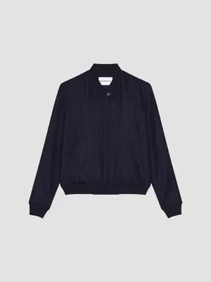 Givenchy Striped Blouson Jacket In Wool - Navy