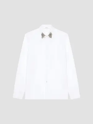 Givenchy Slim Shirt In Poplin With Crystals Embroidered Collar