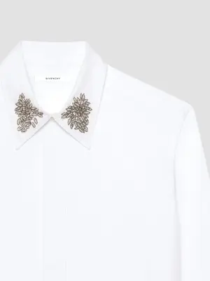 Givenchy Slim Shirt In Poplin With Crystals Embroidered Collar