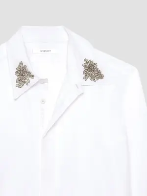 Givenchy Slim Shirt In Poplin With Crystals Embroidered Collar