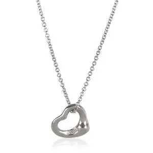 Tiffany & Co. Diamond Elsa Peretti Open Heart Pendant - Platinum