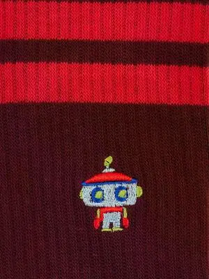 Paul Smith Burgundy Robot Ribbed Socks - Red
