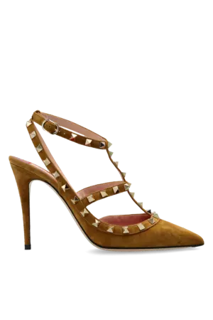 Valentino Garavani Suede High Heels With Studs - Brown