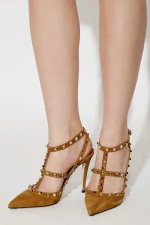 Valentino Garavani Suede High Heels With Studs - Brown