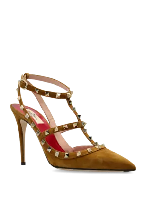 Valentino Garavani Suede High Heels With Studs - Brown