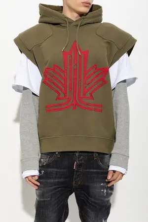 Dsquared2 Cotton Hoodie Vest With Appliqu