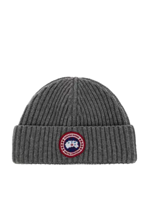 Canada Goose Wool Beanie With Logo Patch - Grey