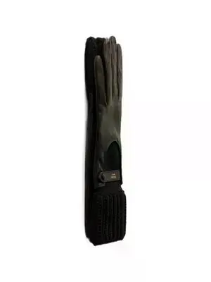 Prada Nappa Leather And Knit Gloves - Black