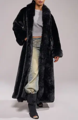 AZALEA WANG Josefina Faux Fur Trench Coat