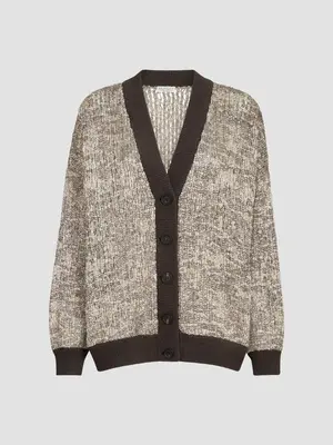 Brunello Cucinelli Dazzling Craquelé Embroidery Cardigan - Silver Multi