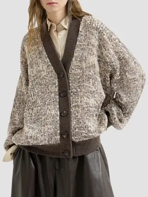 Brunello Cucinelli Dazzling Craquelé Embroidery Cardigan