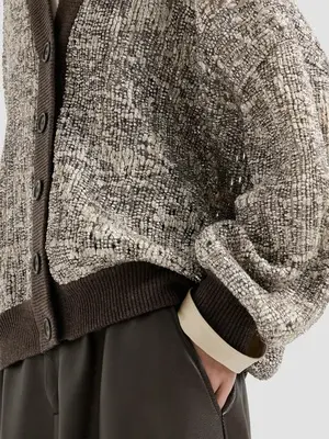 Brunello Cucinelli Dazzling Craquelé Embroidery Cardigan